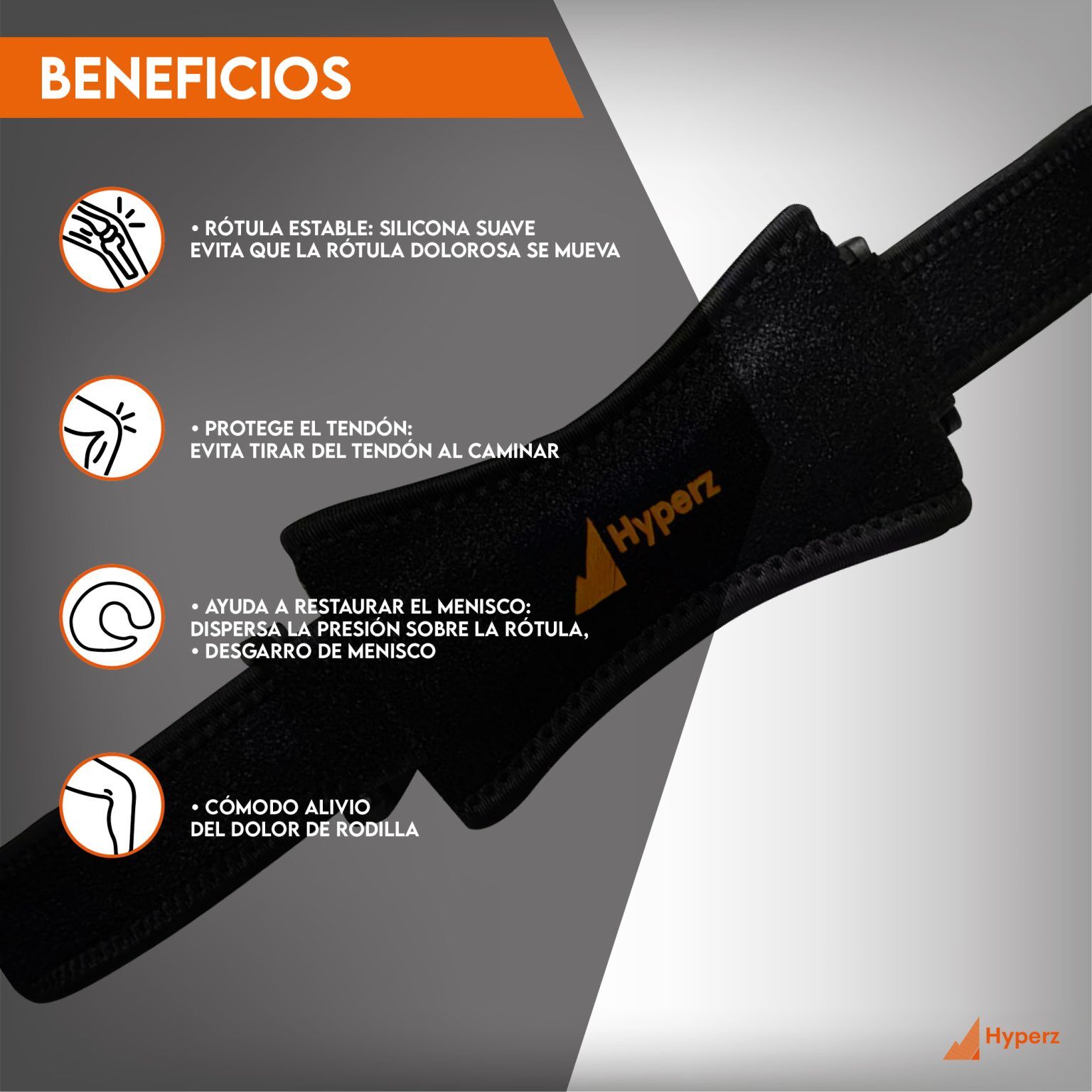 Rodillera Deportiva de Compresión para Soporte de Meniscos y ligamentos Ortopédica - Hyperz