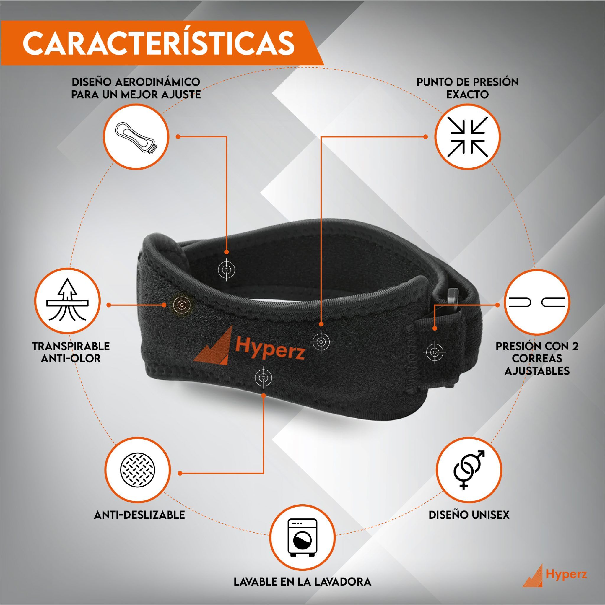 Rodillera Deportiva de Compresión para Soporte de Meniscos y ligamentos Ortopédica - Hyperz