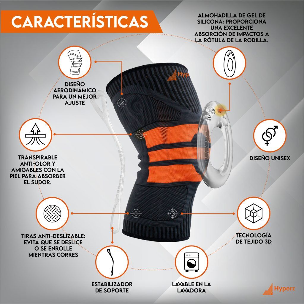 Rodillera Deportiva de Compresión Gel Pad Rótula Ortopédica - Hyperz